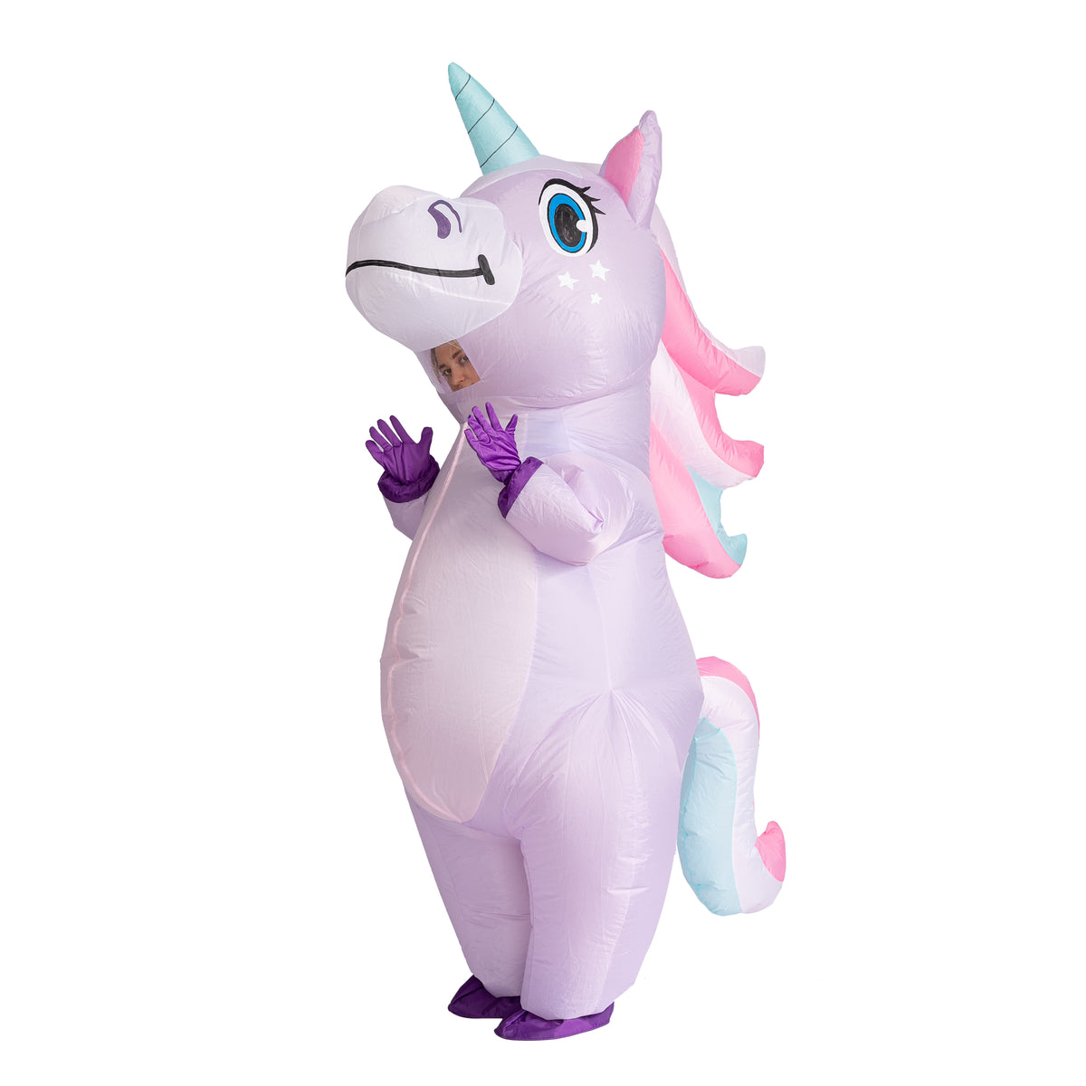 Inflatable Purple Rainbow Unicorn Costume | Spooktacular Creations